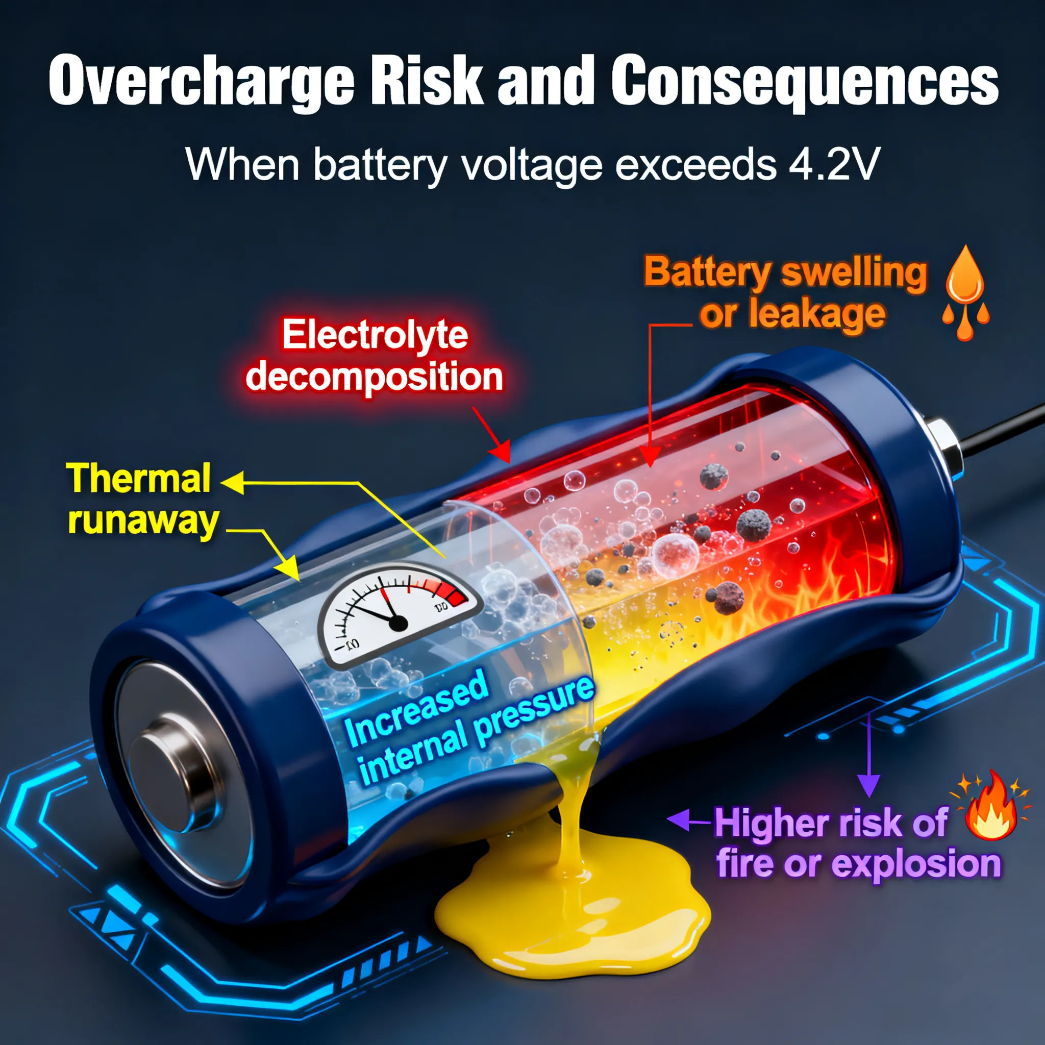 安全なバッテリーのための過充電過放電および過電流保護